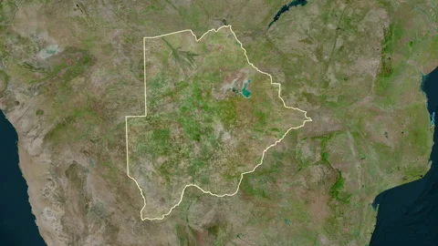 Botswana map - solid. Border. Satellite.... | Stock Video | Pond5