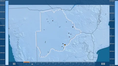 Botswana - wind speed, borders and citie... | Stock Video | Pond5