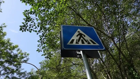 bottom view of pedestrian crossing sign | Stock Video | Pond5
