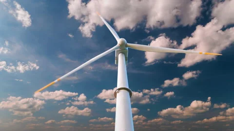 Bottom view of a wind turbine that rotat... | Stock Video | Pond5