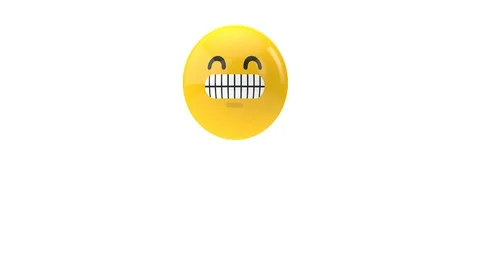 Bouncing yellow emoji grinning face on a... | Stock Video | Pond5