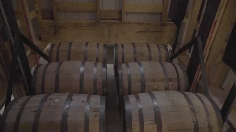 Bourbon Whiskey Barrels entering the ric... | Stock Video | Pond5