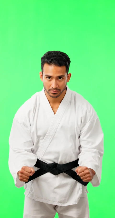 Bow, karate or portrait of man on green ... | Stock Video | Pond5