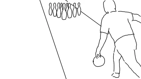 Bowler Ten Pin Bowling Strike Drawing 2D... | Stock Video | Pond5