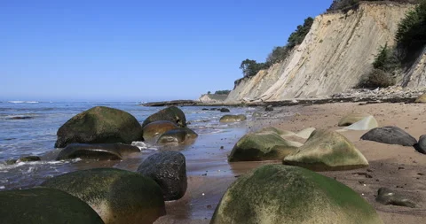 Bowling Ball beach ocean rocks cliff nor... | Stock Video | Pond5