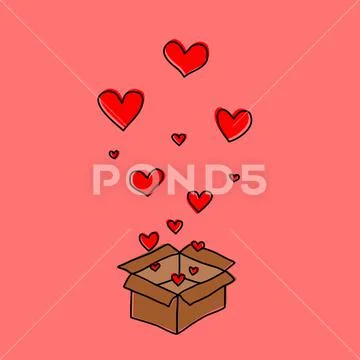 Box Full of Love Hand Drawing Vector Illustration: Royalty Free #199232810