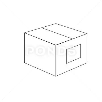 Box icon drawing simple lines isolated on white background: Graphic ...