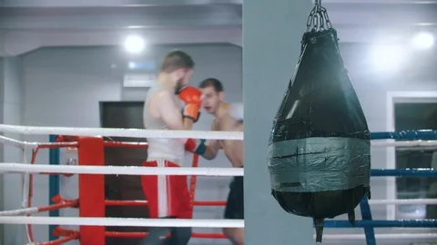 BOX - punching bag and boxers are fighti... | Stock Video | Pond5