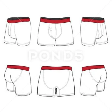 Boxer Briefs - Vector Template Mockup: Royalty Free #143123050