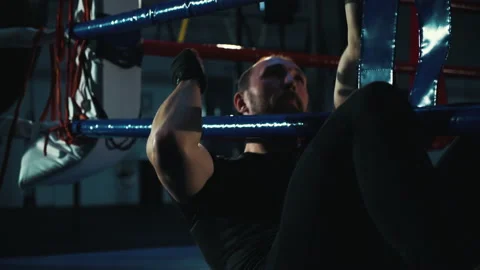 Boxer doing abdominal exercises on boxin... | Stock Video | Pond5
