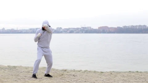 boxer fight with shadow in nature, boxin... | Stock Video | Pond5