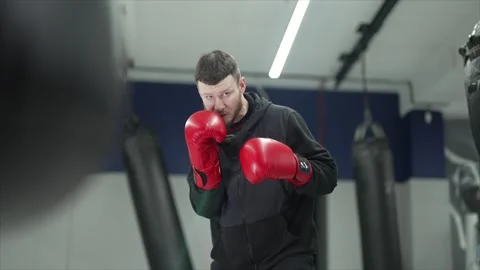 Boxing - boxer guy is training in the gy... | Stock Video | Pond5