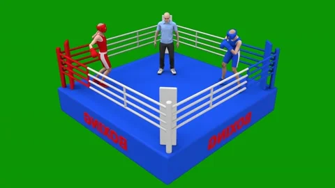 A boxing ring with two men standing on i... | Stock Video | Pond5