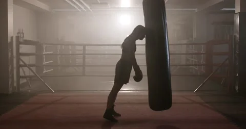 Boxing, woman fighter after a hard worko... | Stock Video | Pond5
