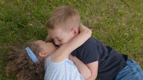 Boy and girl brother and sister hugging ... | Stock Video | Pond5