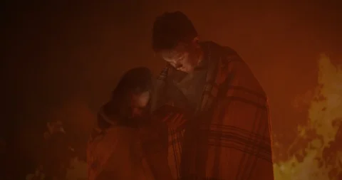 Boy and girl trapped in fire crying for ... | Stock Video | Pond5