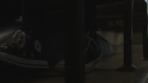 Boy Kicks Feet On School Bus | Stock Video | Pond5