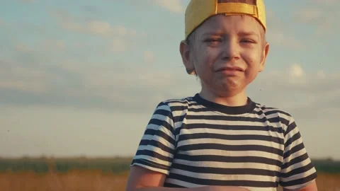 boy kid crying flowing tears a screaming... | Stock Video | Pond5