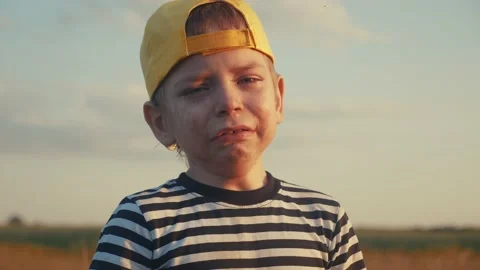 boy kid crying flowing tears a screaming... | Stock Video | Pond5