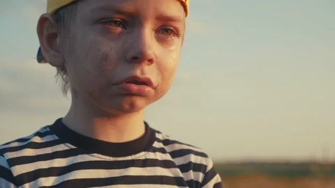 boy kid crying flowing tears a screaming... | Stock Video | Pond5