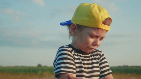 boy kid crying flowing tears a screaming... | Stock Video | Pond5