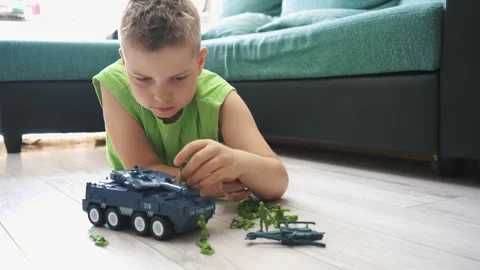 Boy Play Soldier Mini Figure Toy in the... | Stock Video | Pond5