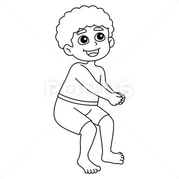 Boy Playing Isolated Coloring Page for Kids ~ Clip Art #246712227