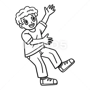 Boy Playing Isolated Coloring Page for Kids Illustration #266169508