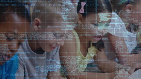 Boy tapping code overlay shifting to rev... | Stock Video | Pond5