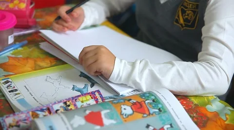 boy unknown teenage in class draw paints... | Stock Video | Pond5