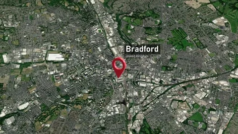 Bradford City Map Zoom (UK) from Space t... | Stock Video | Pond5