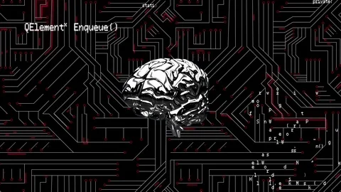 Brain and a digital circuit with program... | Stock Video | Pond5