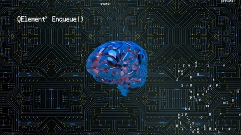 Brain and a digital circuit with program... | Stock Video | Pond5