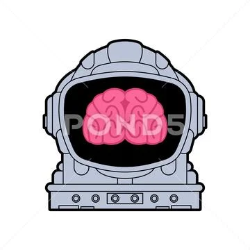 Brain in astronaut helmet. Brains spaceman. vector illustration ...