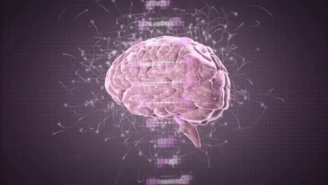Brain model appearing triggers DNA helix... | Stock Video | Pond5