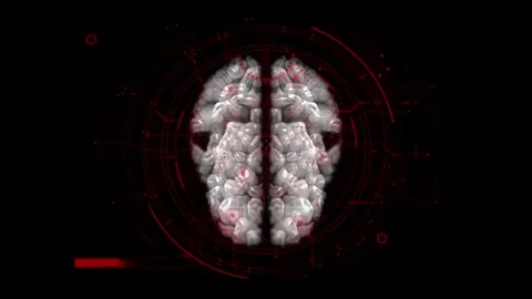 Brain scan on futuristic HUD display for... | Stock Video | Pond5