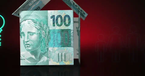 Brazil Brazilian Real 100 BRL money bank... | Stock Video | Pond5