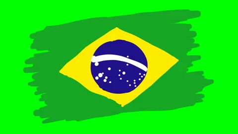 Brazil drawing flag on green background | Stock Video | Pond5