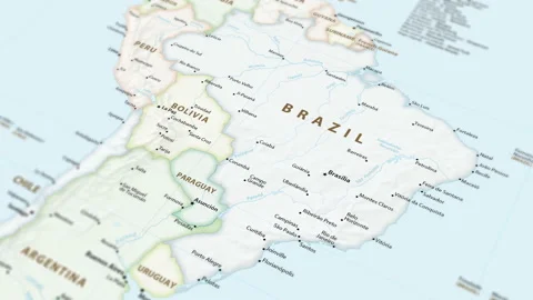 Brazil on a Map with Defocus (4K UHD) | Stock Video | Pond5