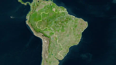 Brazil map - drive. Regions. Satellite. | Stock Video | Pond5