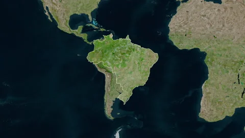 Brazil map - extract. Border. Satellite.... | Stock Video | Pond5
