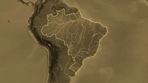 Brazil map - solid. Regions. Sepia. Labe... | Stock Video | Pond5