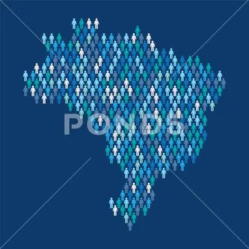 Brazil population infographic. Map made from stick figure people ~ Clip ...