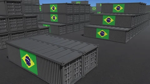 Brazil shipping containers loop top side | Stock Video | Pond5