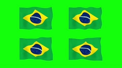 Brazil Waving Flag 2D Animation on Green... | Stock Video | Pond5