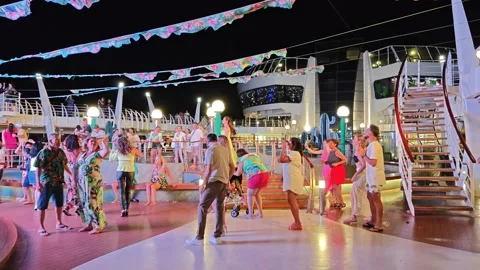 Brazilians dancing at night on a cruise ... | Stock Video | Pond5