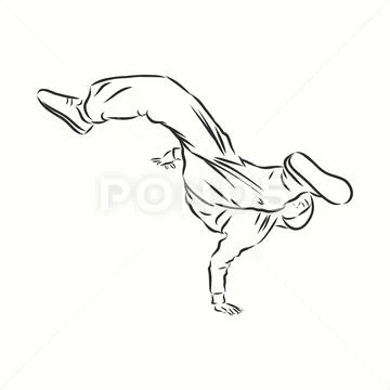 Break dancer-continuous line drawing. break dance, dancer, vector ...