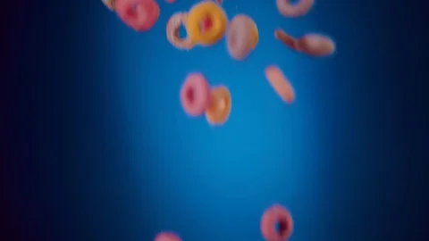 Breakfast Cereals Fruity Loops Falling i... | Stock Video | Pond5