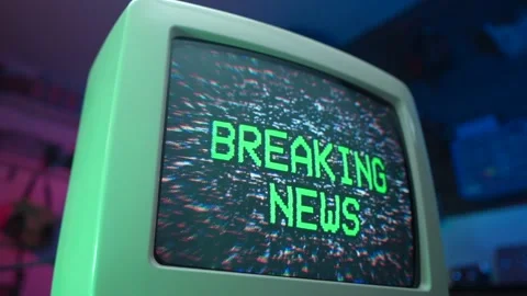 BREAKING NEWS on Old Vintage Retro TV Sc... | Stock Video | Pond5