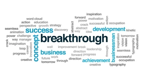 Breakthrough animated word cloud. Kineti... | Stock Video | Pond5